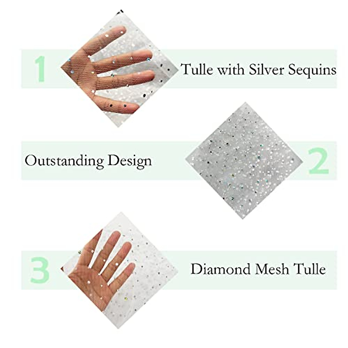 White Glitter Tulle Fabric Rolls 63 inch by 5 Yards Sequin Tulle Netting Fabric for Tutu Skirt Sewing DIY Crafts Wedding Birthday Baby Shower