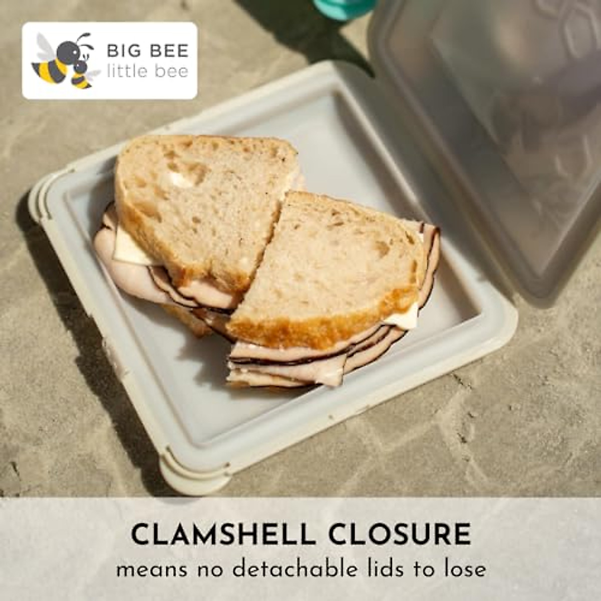 Big Bee, Little Bee - SoftShell Reusable Silicone Food Storage Container with Lid, Easy to Clean, Lays Flat, Snaps Closed, Microwave, Freezer & Dishwasher Safe, As Seen on Shark Tank (Aqua)