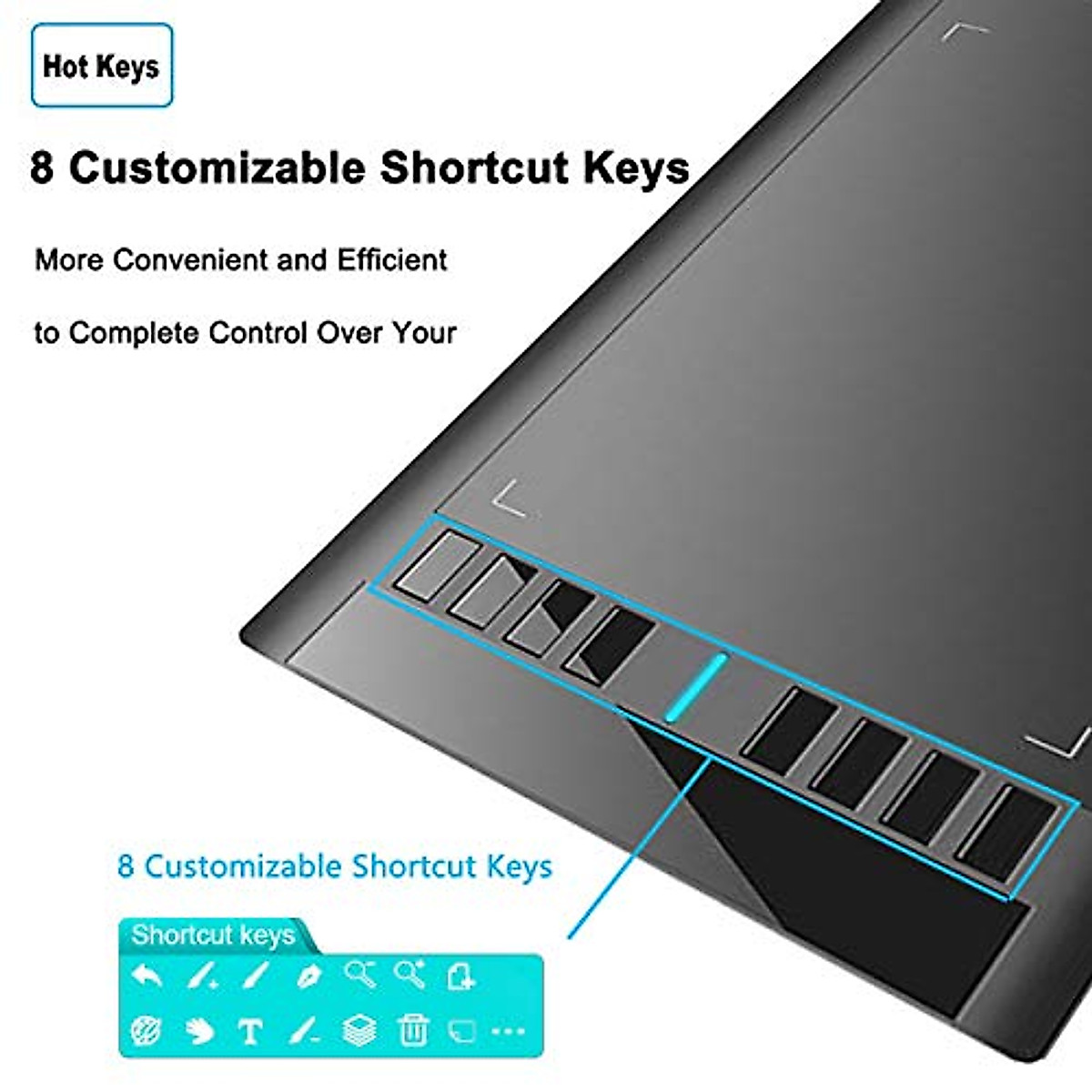UGEE M708 10 x 6 inch Large Drawing Tablet with 8 Hot Keys, Passive Stylus of 8192 Levels Pressure, Graphics Tablet for Paint, Design, Art Creation Sketch