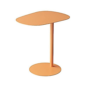 Minimalist Ultrathin Metal Oval End Tables, Nightstand Decor Side Tables for Bedroom, Plant Stand for Home Office, 21" L x 15" W Metal Indoor-Outdoor Table, Orange
