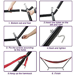 FDW Double Hammock Stands Portable Hammock Stand Heavy Duty Steel Stand for Outdoor Patio or Indoor (Blue)