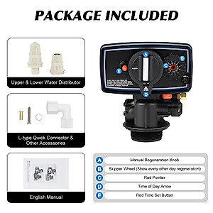 Timer Water Softener Control Valve 110V 3W Water Softener Timer Valve Backwash Head 12 Day Timer Valve Replacement Softener Valve For Filter Resin Tanks, Black