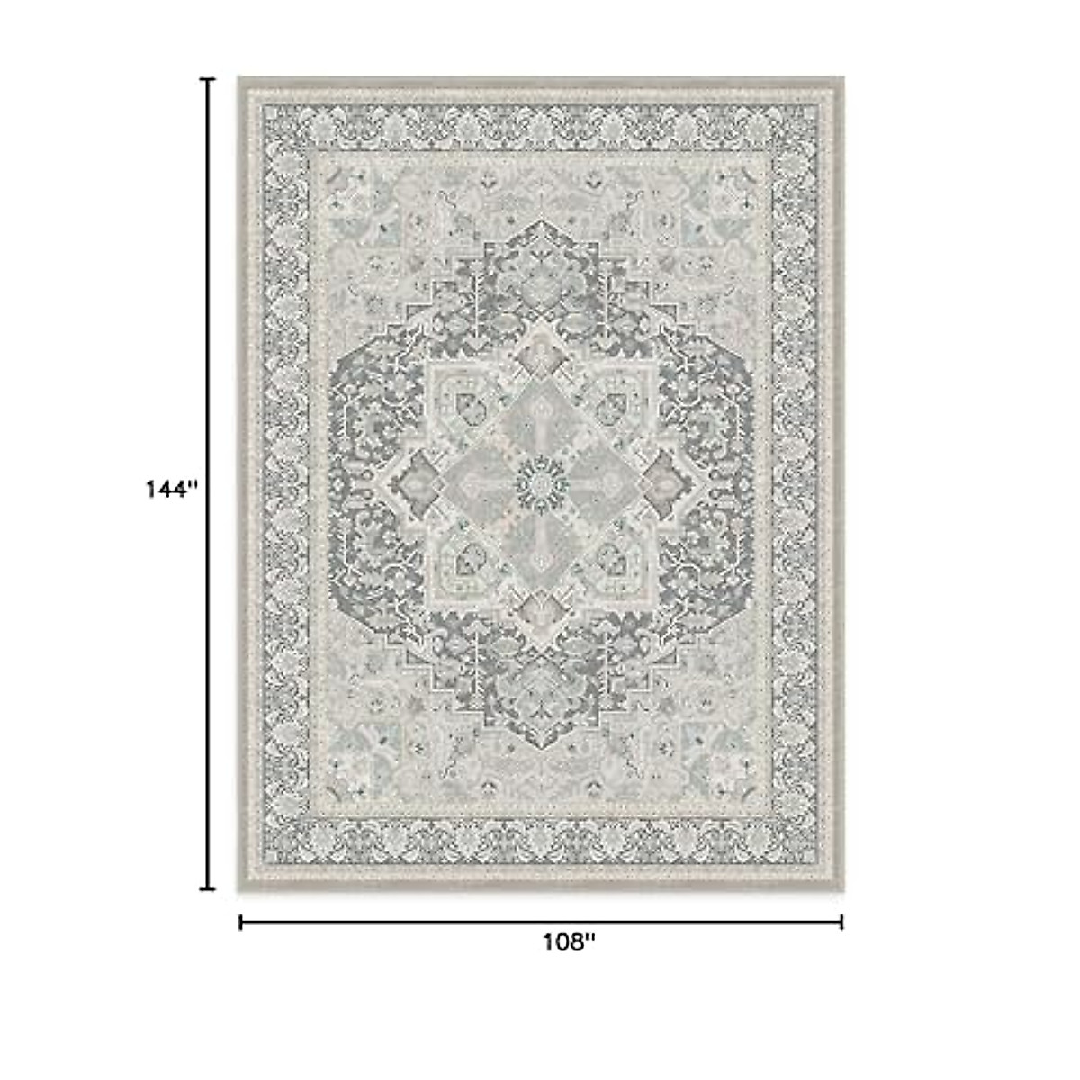 RUGGABLE x Hendesi Heriz Washable 9x12 Large Area Rug, Abalone, Premium Vintage Rugs for Living Room, Bedroom, Kitchen, Office, Classroom with Gripper Non Slip Pad