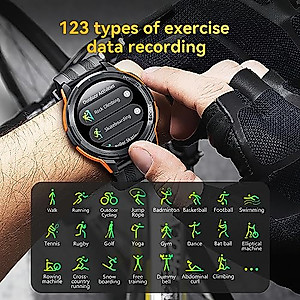 OUKITEL BT10 Military Smart Watch for Men(Answer/Dial),5ATM Waterproof Rugged Fitness Tracker Smartwatch,1.43'AMOLED HD Display,Tactical Sports Watch,123+Sport Modes,24H Health Monitor,for iOS/Android
