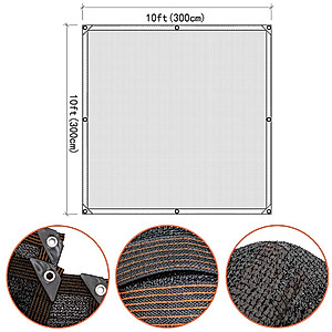 Joepen 70% Black Shade Cloth with Grommets, Greenhouse Garden Shade Cover Plant Shades from Sun, 10ftx10ft