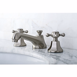 Kingston Brass KS4468BX Metropolitan Widespread Lavatory Faucet with Metal Cross Handle, Brushed Nickel,8-Inch Adjustable Center
