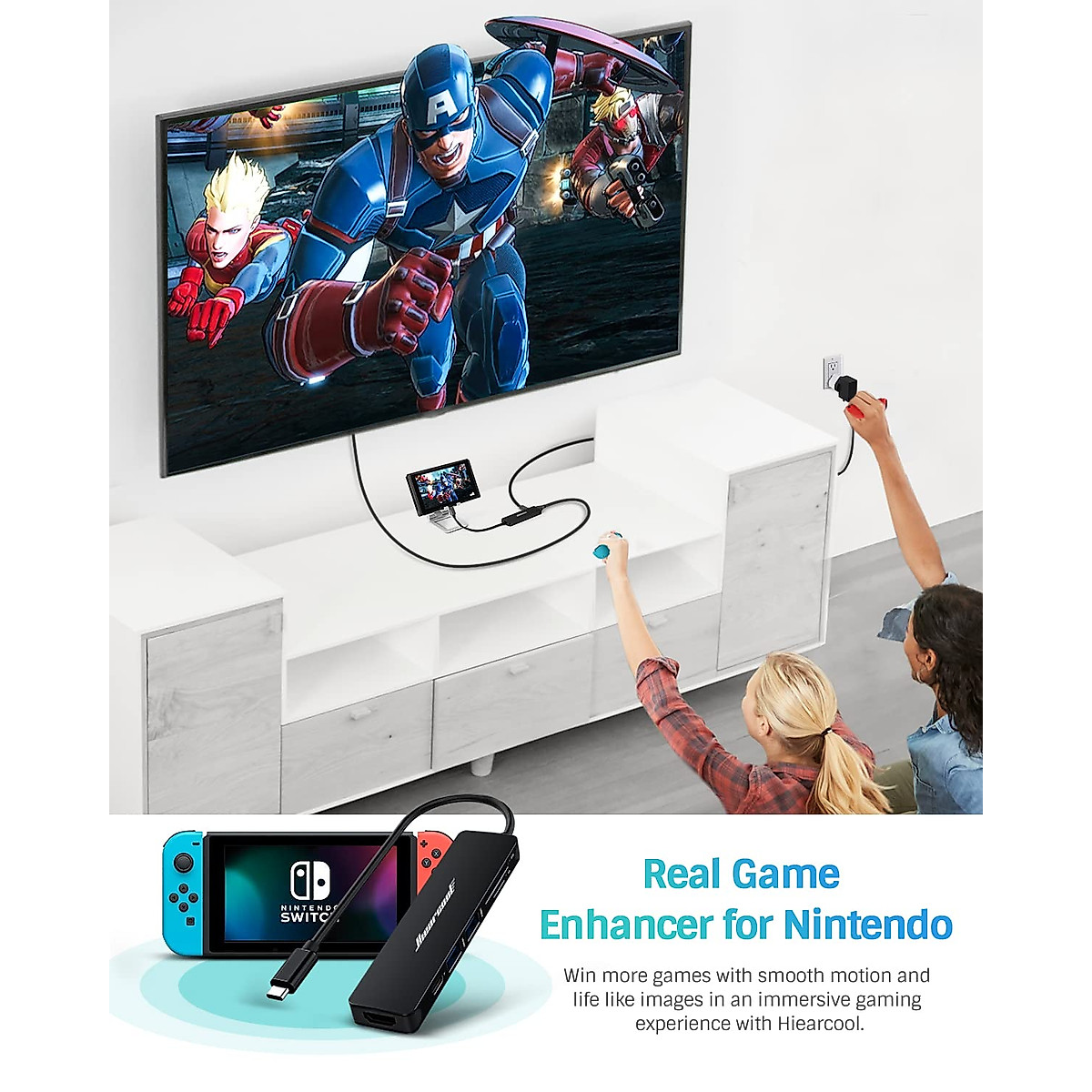 Hiearcool 7IN1 USB C Adapter, USB C Hub-(Grey and Black)