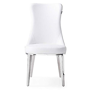 Zuri Furniture Modern Norma Dining Chair - White with Polished Stainless Steel Base