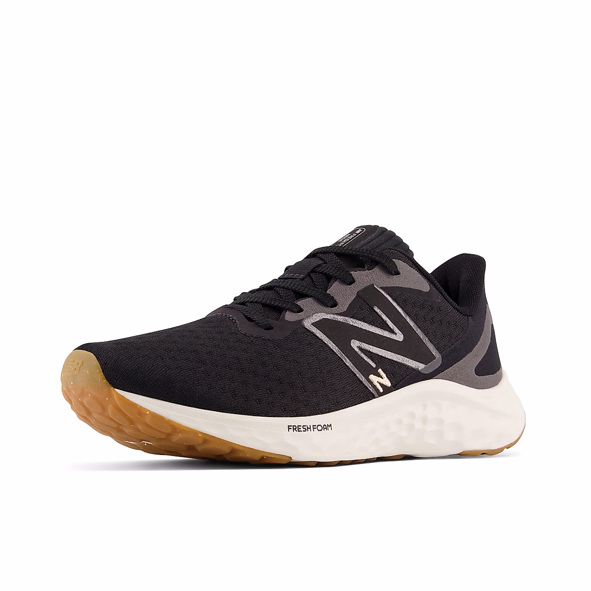 New Balance Women's Fresh Foam Arishi V4 Running Shoe, Black/Light Gold Metallic/Gum 2, 8.5