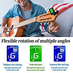Guitar Tuner and Guitar Capo, Clip-On Tuner with Rosewood Color Capo for Acoustic Electric Guitar Bass Ukulele