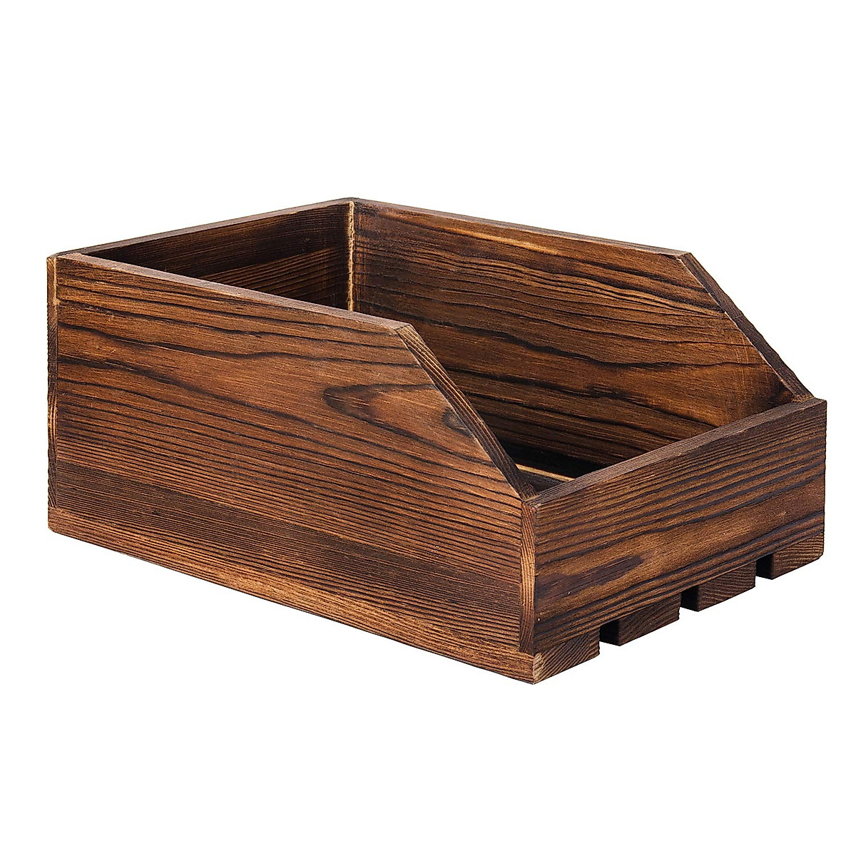 Liry Products Rustic Brown Wood Paper Nesting Tray Stackable Document Storage Crate File Organizer Tabletop Wooden Box Basket Letter Holder Folder Rack Container Desktop Home Office Supplies