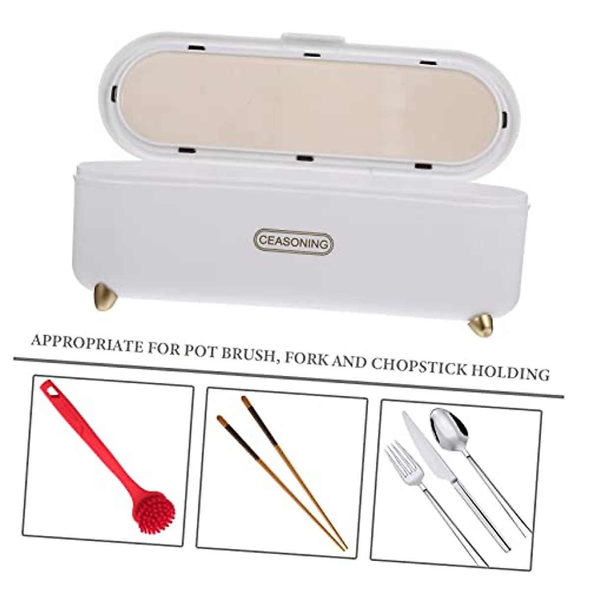 TOGEVAL 4pcs box Seasoning Drawer Home Straw and with Lid Clear Cutlery Countertop Fork Containers For Portable Container Organizer Holder Plastic Dinnerware Cover Delicate Flatware