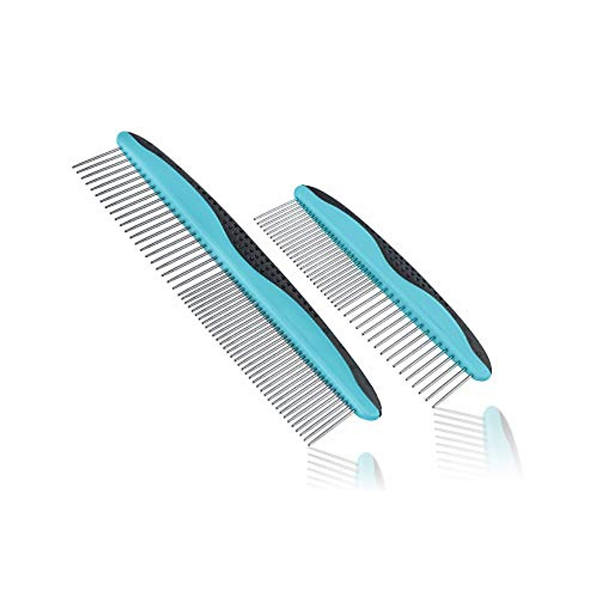 Pets First 2 Pack Dog Comb Small & Large PET Comb for Small & Large Breeds & Areas. Premium Anti-Slip Comfort Grip Ergonomic Handle for Your Dog & Cat with Durable Stainless-Steel