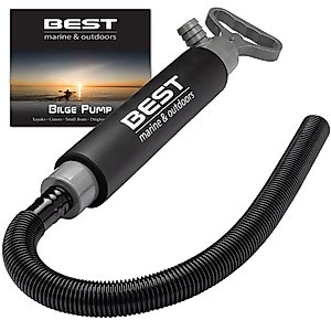 Best Marine and Outdoors Manual Bilge Pump, Portable Hand Water Pumps with 2ft Hose, Kayak & Boat Emergency Accessories, Small, Hand Operated, Suction & Siphon Water Extractor & Removal