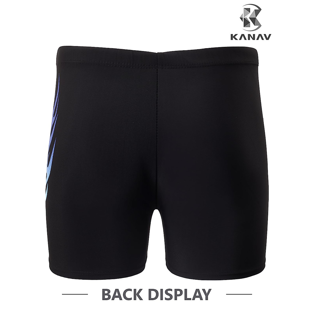 KANAV Men's Athletic Square Leg Swimsuit Jammers Durable Compression Swim Briefs Training Bathing Swimming Shorts Black/Blue