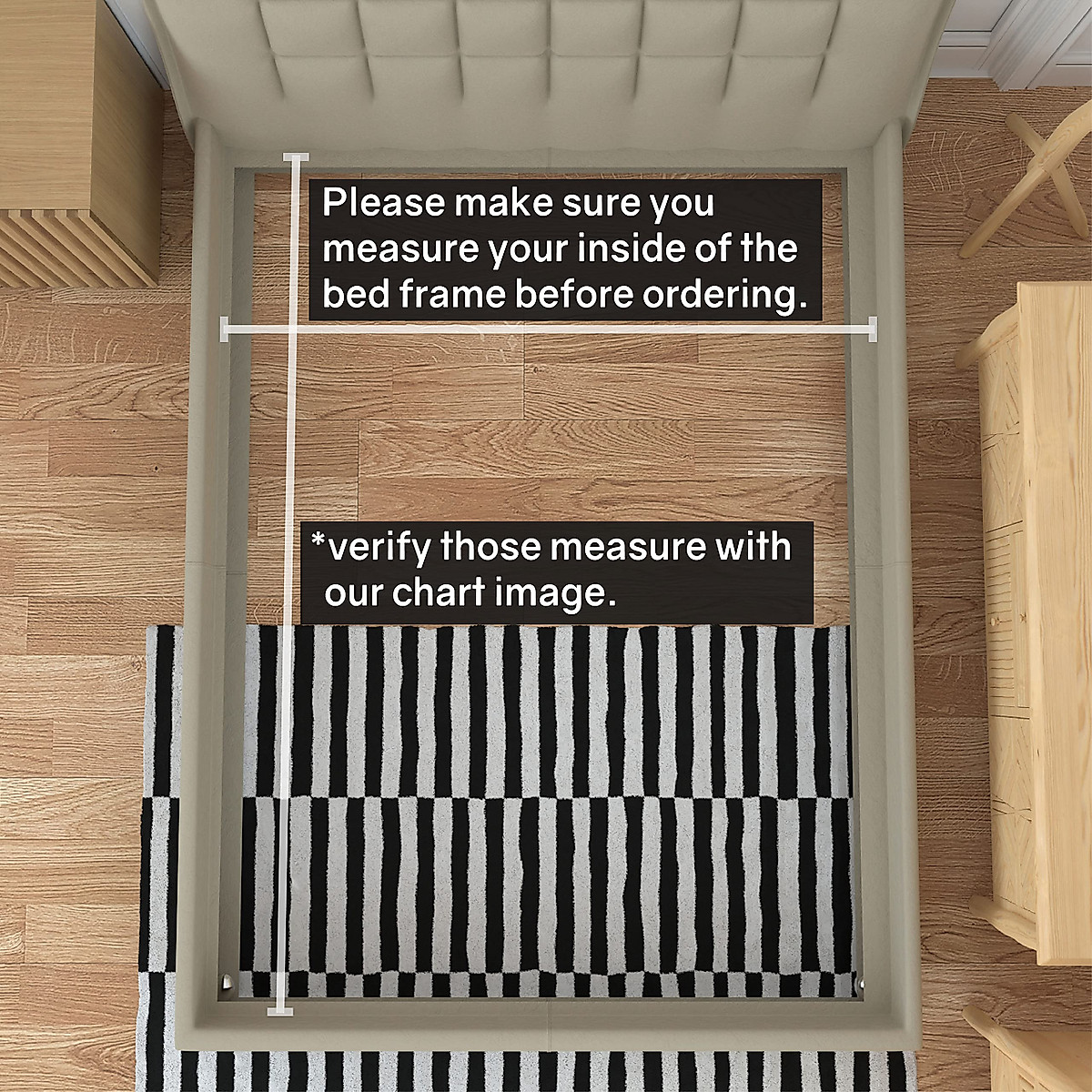 Continental Mattress, 0.68-Inch Heavy Duty Vertical Mattress Support Wooden Bunkie Board/Bed Slats, Queen, Beige