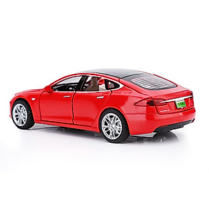 SASBSC Toy Cars Model S Die Cast Metal Model Cars with Door Open Light and Sound Pull Back Car Toys for Boys and Girls 3-12 Years Old