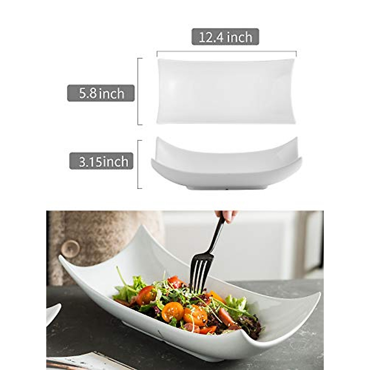 LAUCHUH Decorative Bowl Serving Platter White Serving Dishes Decorative Centerpiece Deep Serving Bowl Serving Dishes and Platters 12-Inch Set of 3