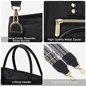 Jomddems Lunch Bag Women,Insulated Lunch Box for Women Men with Shoulder Strap,Portable Reusable Large Adults Cooler Tote Bags for Work Picnic Hiking Beach (Black)