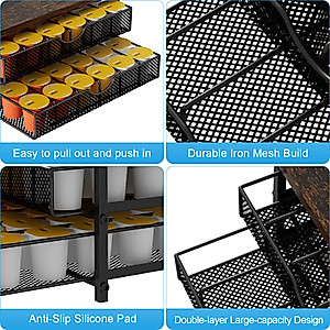 Coffee Pod Drawer Holder Capsule Storage Organizer 2 Tier Coffee Pods Holder With Sliding Baskets for 72 Capacity K Pod, Suit for Home Office Cafe Counter (Black)