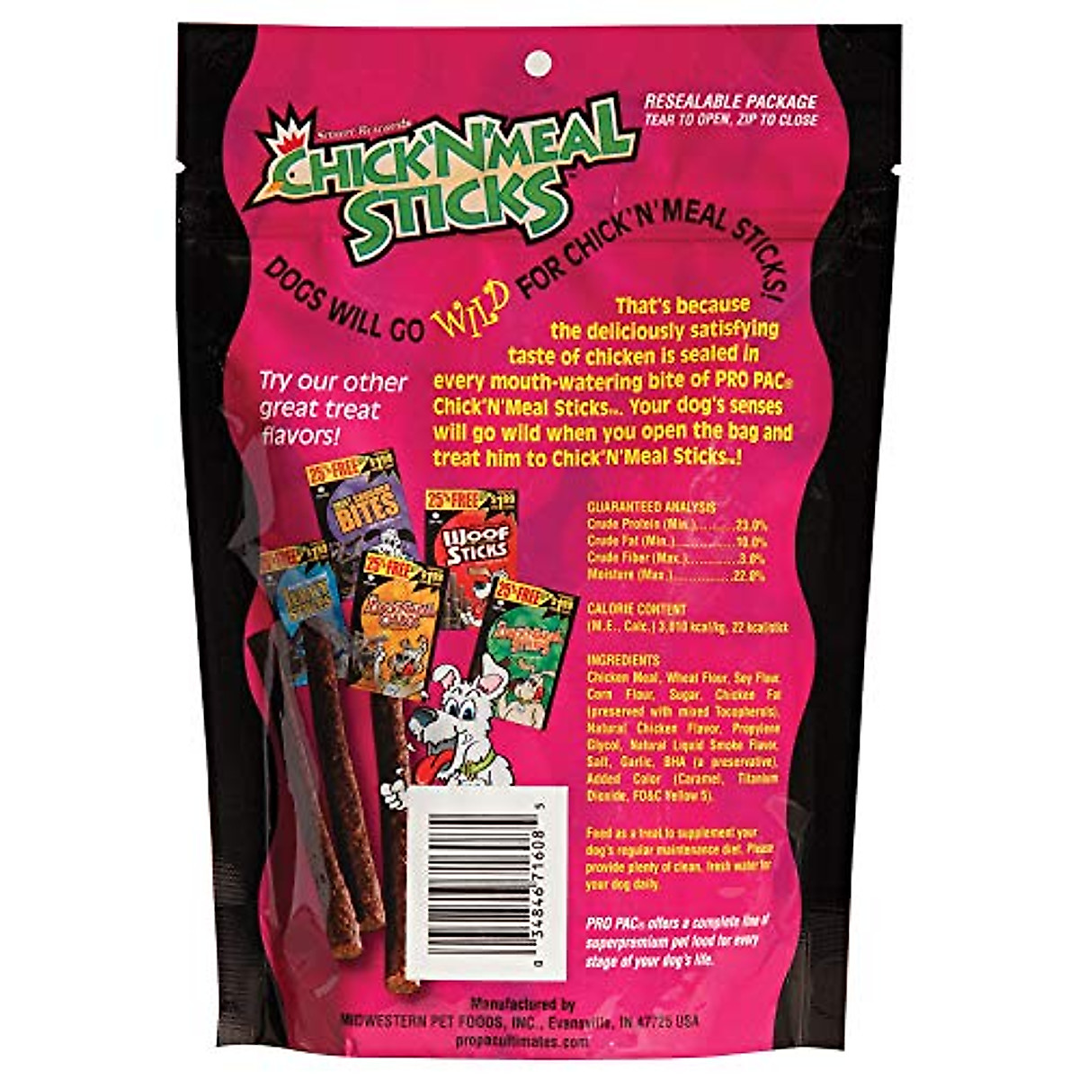 Pro Pac Chick'N'Sticks Dog Treats, 7.2-Ounce Bag