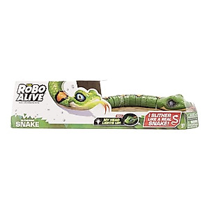Robo Alive Slithering Snake Series 3 Green by ZURU Battery-Powered Robotic Light Up Reptile Toy That Moves (Green),7150B