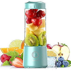 2021 Hotsch Portable Blender, 13.5 Oz Personal Size Juicer Cup for Smoothies and Shakes, USB Rechargeable with Six Blades, for Sports Travel and Outdoors - Blue