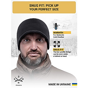 2SBR 2SABERS Fleece Winter Beanie with Visor - Men Women - Earflap Brim Skull Watch Cap Hat Black