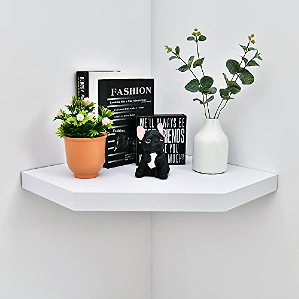 WELLAND Big Size Phoenix Corner Wall Mount Shelf for DVD Players/Cable Boxes/Games Consoles/TV Accessories, White