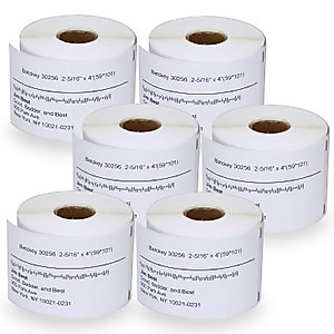 BETCKEY - Compatible DYMO 30256 (2-5/16" x 4" Removable) Shipping Labels - Compatible with Rollo, DYMO Labelwriter 450, 4XL & Zebra Desktop Printers[6 Rolls/1800 Labels]