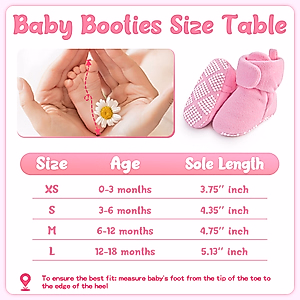 Pro Goleem Fleece Baby Booties, Warm Cozy Baby Slippers, Stay On Sock Shoes, Easy to Put on, Unisex Baby Gifts, Soft Non-Slip Adjustable Newborn Boots for Boys and Girls 12-18 Months, Pink
