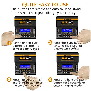 SUPULSE Lipo Battery Charger 1-6S AC/DC 80W and Lipo Battery Charger DC 3.7V 1S 1 Cell RC Charger Micro 5 Ports with LED Indicator