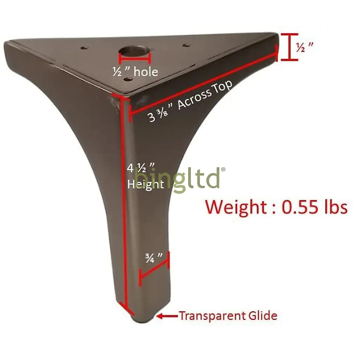 BingLTD - 4 1/2" Brushed Gold Metal Sofa Legs - Set of 4 (ML-45T-BG)