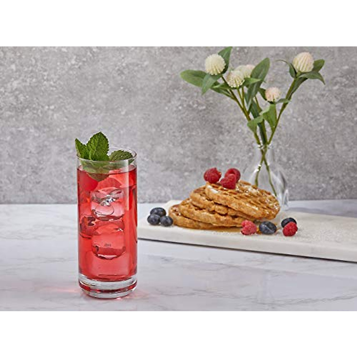 JoyJolt Faye 13oz Highball Glasses, 6pc Tall Glass Sets. Lead-Free Crystal Glass Drinking Glasses. Water Glasses, Mojito Glass Cups, Tom Collins Bar Glassware, and Mixed Drink Cocktail Glass Set