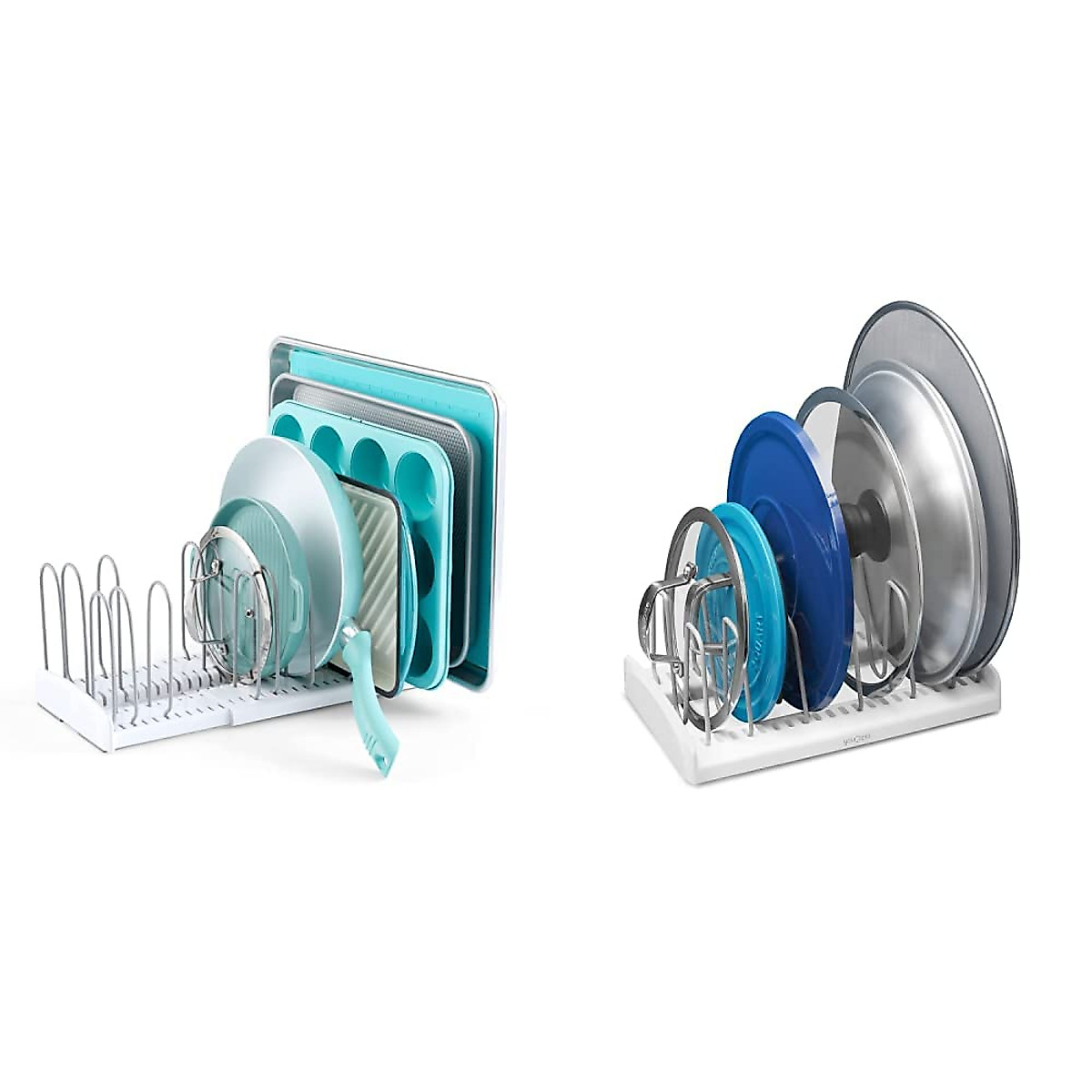 YouCopia StoreMore Expandable Pan and Lid Rack StoreMore Adjustable Pot Lid Organizer