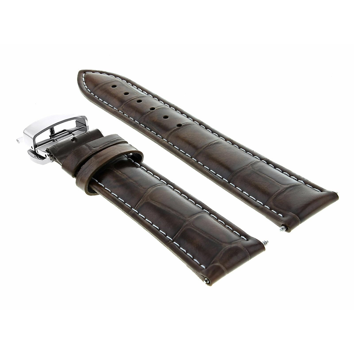 Ewatchparts 18MM LEATHER WATCH STRAP BAND COMPATIBLE WITH IWC PILOT PORTUGUES DEPLOY CLASP D/BROWN WS