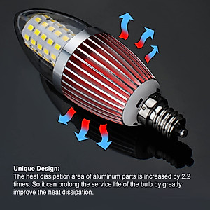 gezee LED Candelabra Bulb, Non-Dimmable, 100 Watt Equivalent, 12W LED Candle Bulbs, Daylight White 6000K, 120V, 1200Lumens, E12 Base, Chandelier Bulbs, Torpedo Shape(4-Pack)