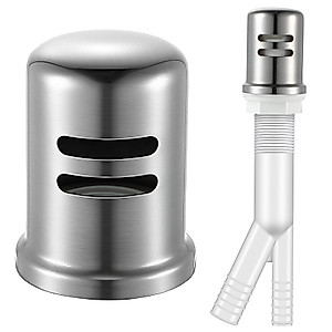 Enhon Dishwasher Air Gap Kit, with Skirted Brass Air Gap Cover and Matching Escutcheon, Dishwasher Air Gap Replacement with Air Gap Cover(Stainless Steel, 1 Set)