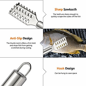 iziusy 2 Pcs Fish Tweezer 2 Pcs Fish Scale Remover, Fishbone Tweezers Fish Descaler Fish Cleaner Fish Scraper Tool Stainless Stee Fish Bone Pliers Remover,