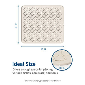 AMOAMI-Dish Drying Mats for Kitchen Counter-Silicone Dish Drying Mat-Kitchen Dish Drying Pad Heat Resistant Mat-Kitchen Gadgets Kitchen Accessories Kitchen Small Appliances (16" x 18, BEIGE)
