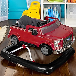 Bright Starts Ford F-150 4-in-1 Red Baby Activity Center & Push Walker with Removable Interactive Steering Wheel -Toy, 6 Months and up