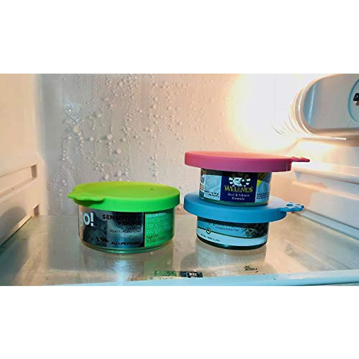 COMTIM Pet Food Can Covers 3 Pack Silicone Can Lids Caps for Dog Cat Wet Food,Universal Size Fit Most Standard Size Canned Dog and Cat Food