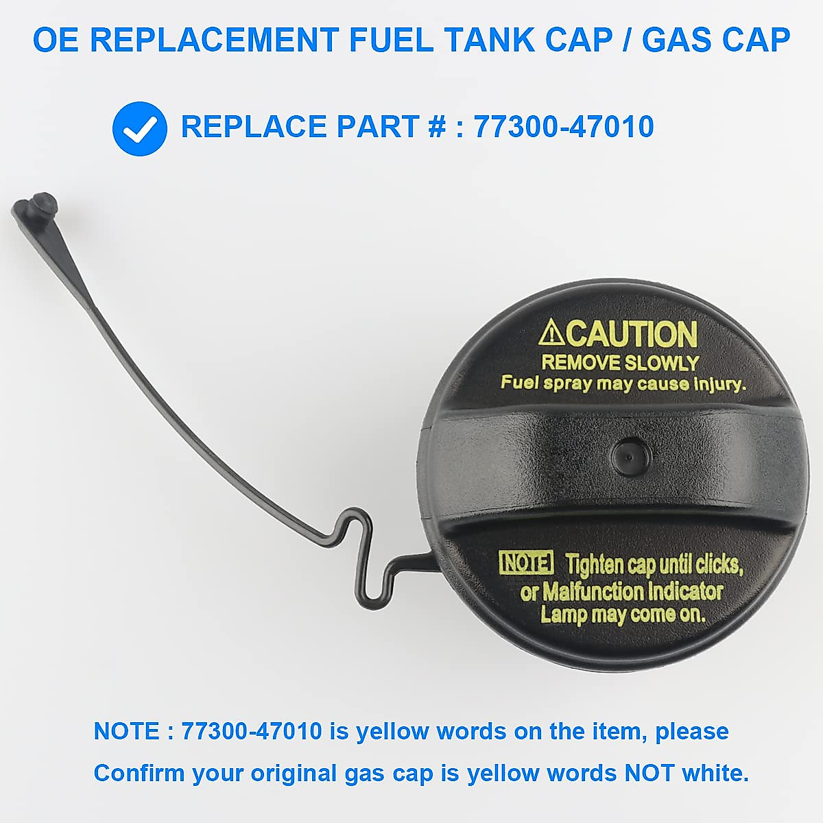 Gas Cap, Fuel Cap Replace 77300-47010, 7730047010 Compatible with Toyota - 2004-2008 Toyota Prius, 2003-2009 4Runner GX470, 2002-2006 Camry, 2005-2007 Sequoia, 2003-2006 Tundra, 2005-2008 Tacoma, More