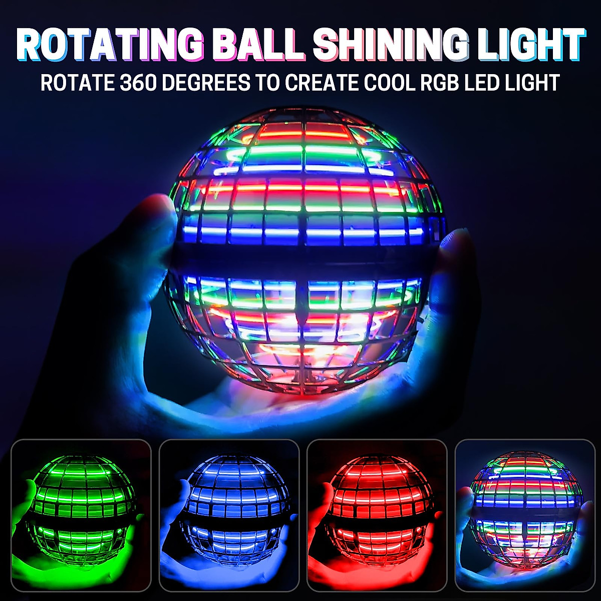 Flying Orb Ball 2023 Upgraded - Hover Boomerang Cosmic Globe Toy Led Magic Fly Spinner Mini Drone Toys for Kids Adults Childrens Outdoor Indoor Idea Gift Halloween Christmas Birthday (Blue)