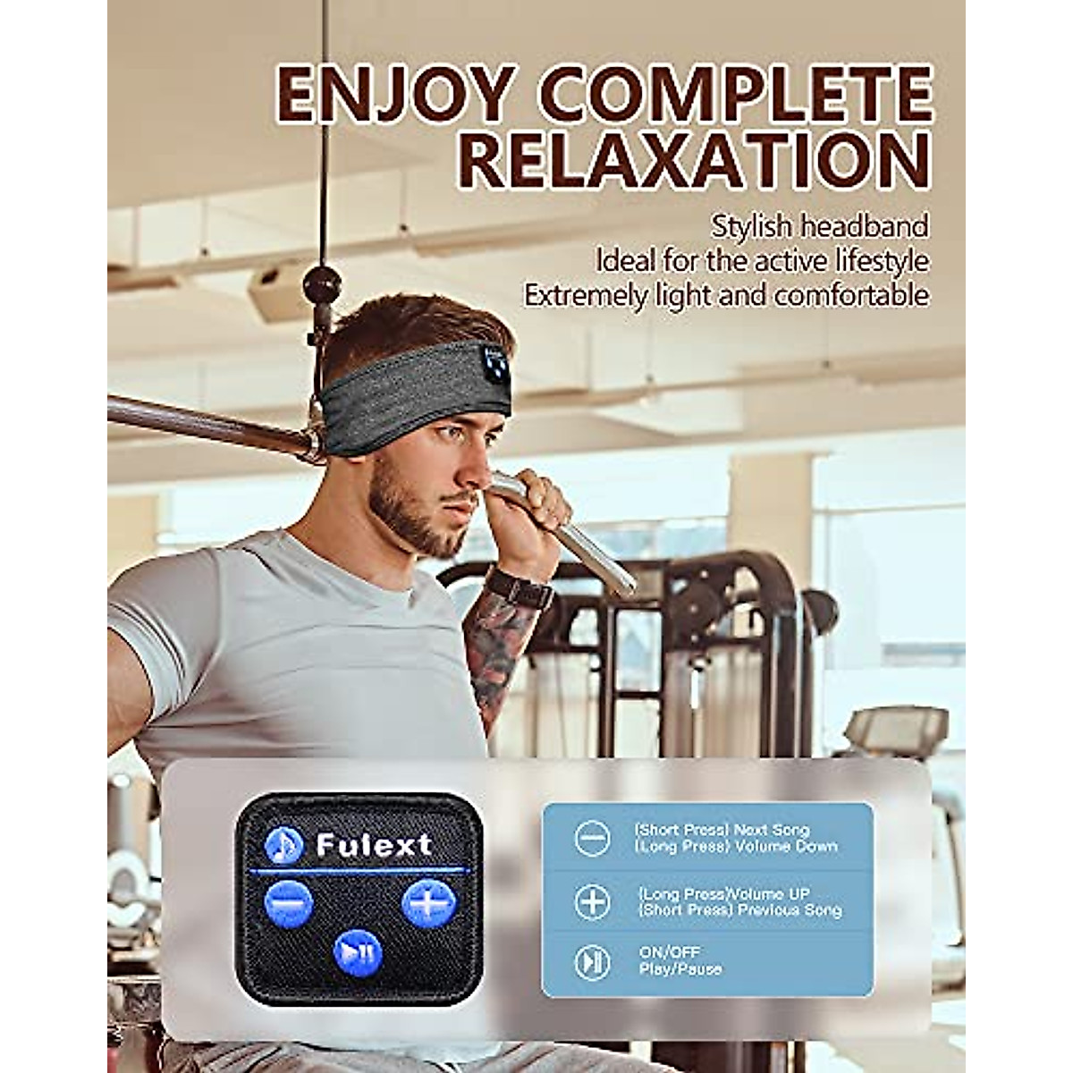 Perytong Sleeping Headphones Bluetooth Headband, Soft Sleep Headphones Headbands,Long Time Play Sleeping Headsets with Built in Speakers Perfect for Workout,Running,Yoga,Travel