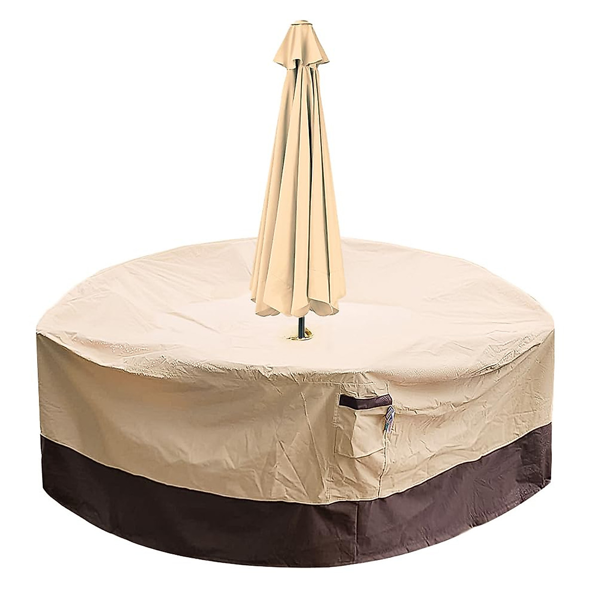 Patio Table Chair Set Cover with Umbrella Hole SUNSURE Round Waterproof Bathtub Cover Water-Resistant Outdoor Furniture Cover Oval Veranda Garden Table Covers (71x23.6in)