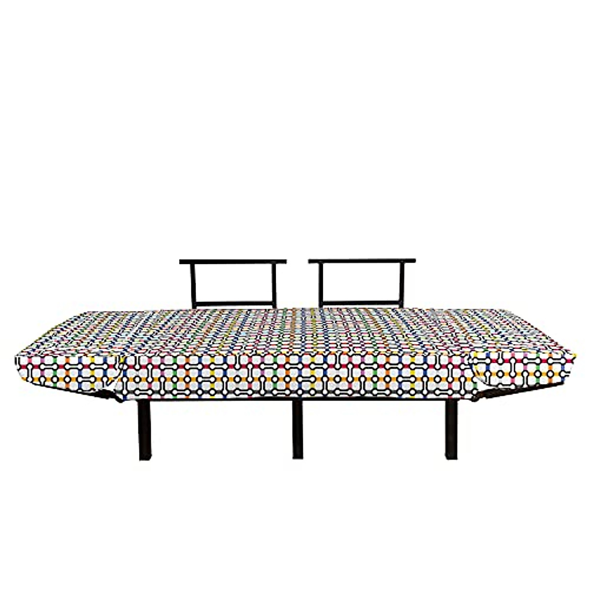 Lunarable Modern Art Futon Couch, Computer Inspired Bone Shaped Bound Subway Net Motif Urban Life Display Design, Daybed with Metal Frame Upholstered Sofa for Living Dorm, Loveseat, Multicolor