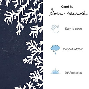 Liora Manne CAPRI Indoor/Outdoor Handmade Synthetic Blend Durable Area Rug - Traditional Border Coastal Beach Accent (Coral Border Navy) (2' x 3')