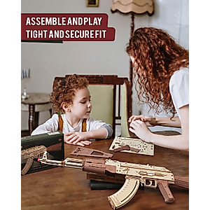 RoWood 3D Puzzles for Adults,Rubber Band Gun,DIY Wooden Puzzles Wooden Model Building Kit Creative Toy Wooden Kits Assembly Puzzles,Gifts for Adults&Teens