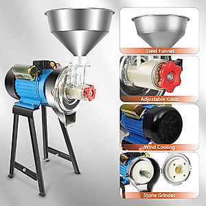 Molino De Maiz Electrico Maquina Para Moler Corn Wheat Grain Mill Grinder Electric Grinding Machine with Funnel for Flour Rice Feed Coffee Pellet in Powder 110V Electrica Para Masa (Hacer Tortillas)
